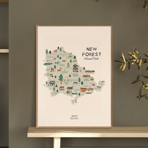 New Forest Map Print, Travel Map, Illustrated National Park Map, New ...