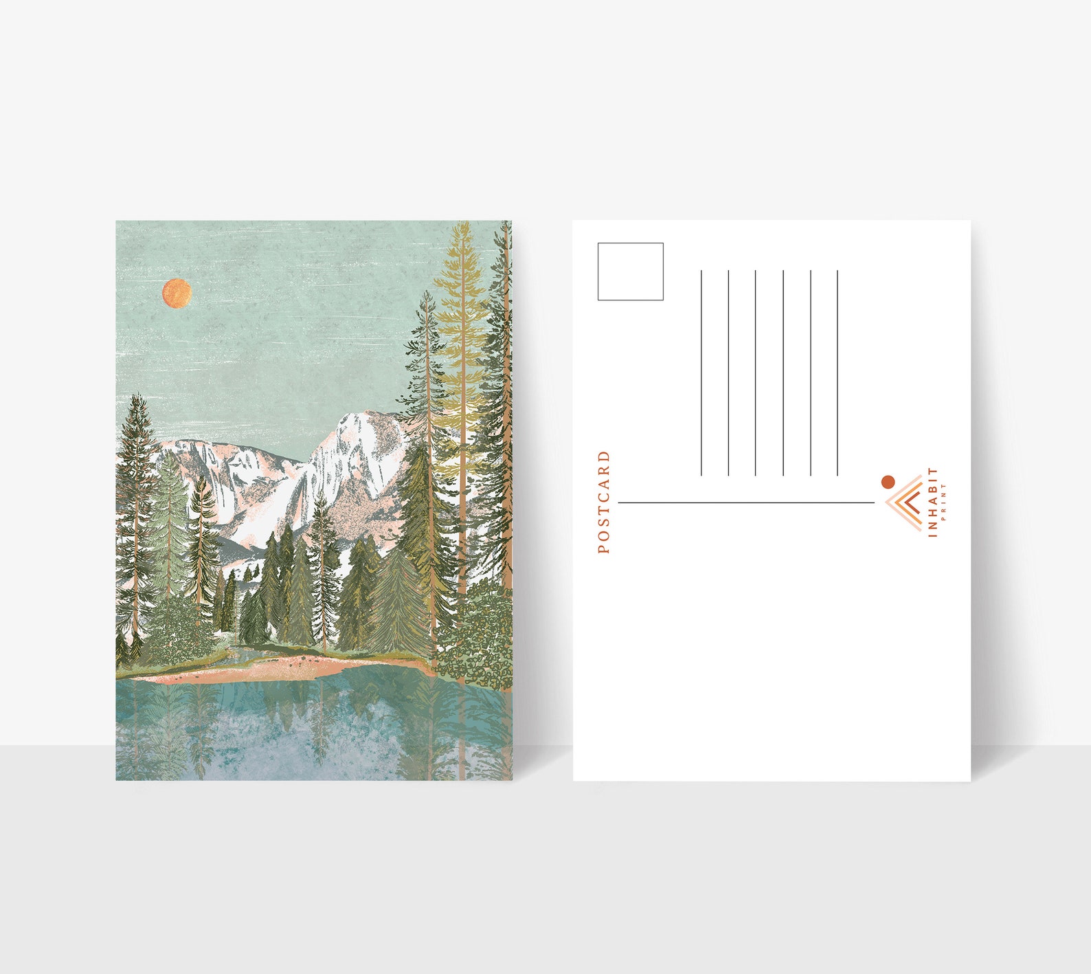 Postcard Set of 4 Set of Mini Nature Prints Illustration | Etsy