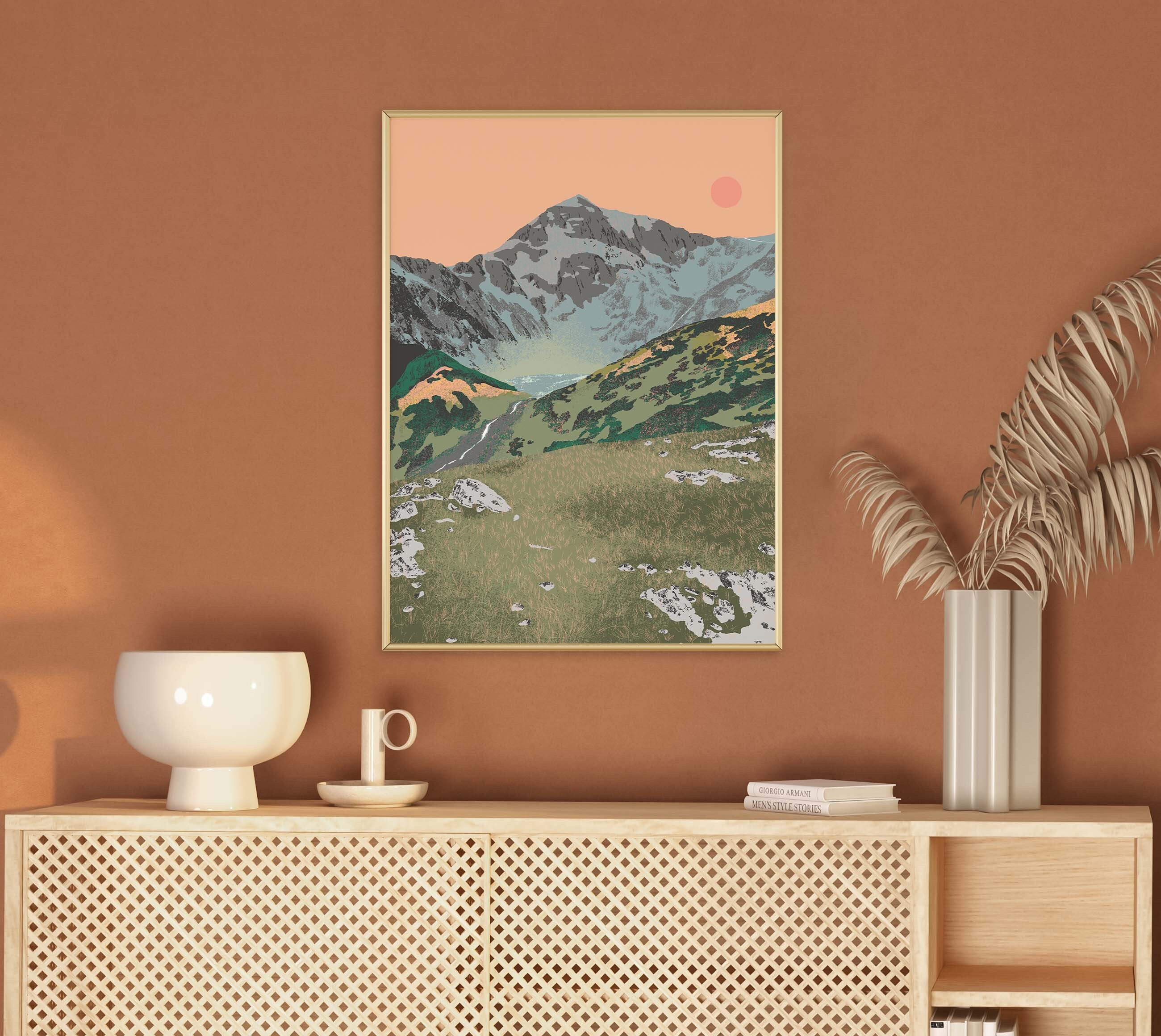 Snowdon Print Travel Poster Snowdonia Mountain Print Wales | Etsy UK