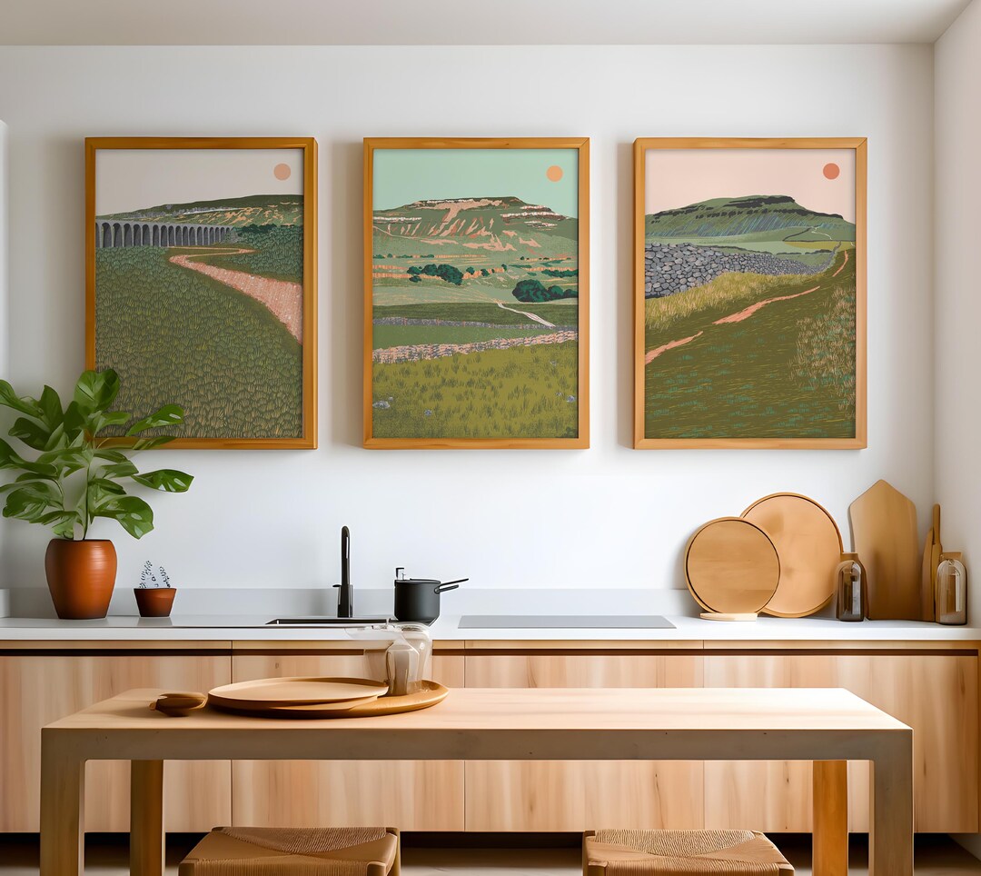 Yorkshire Three Peaks Print Set: Yorkshire Dales Travel Poster, Giclée ...