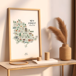 New Forest Map Print, Travel Map, Illustrated National Park Map, New ...
