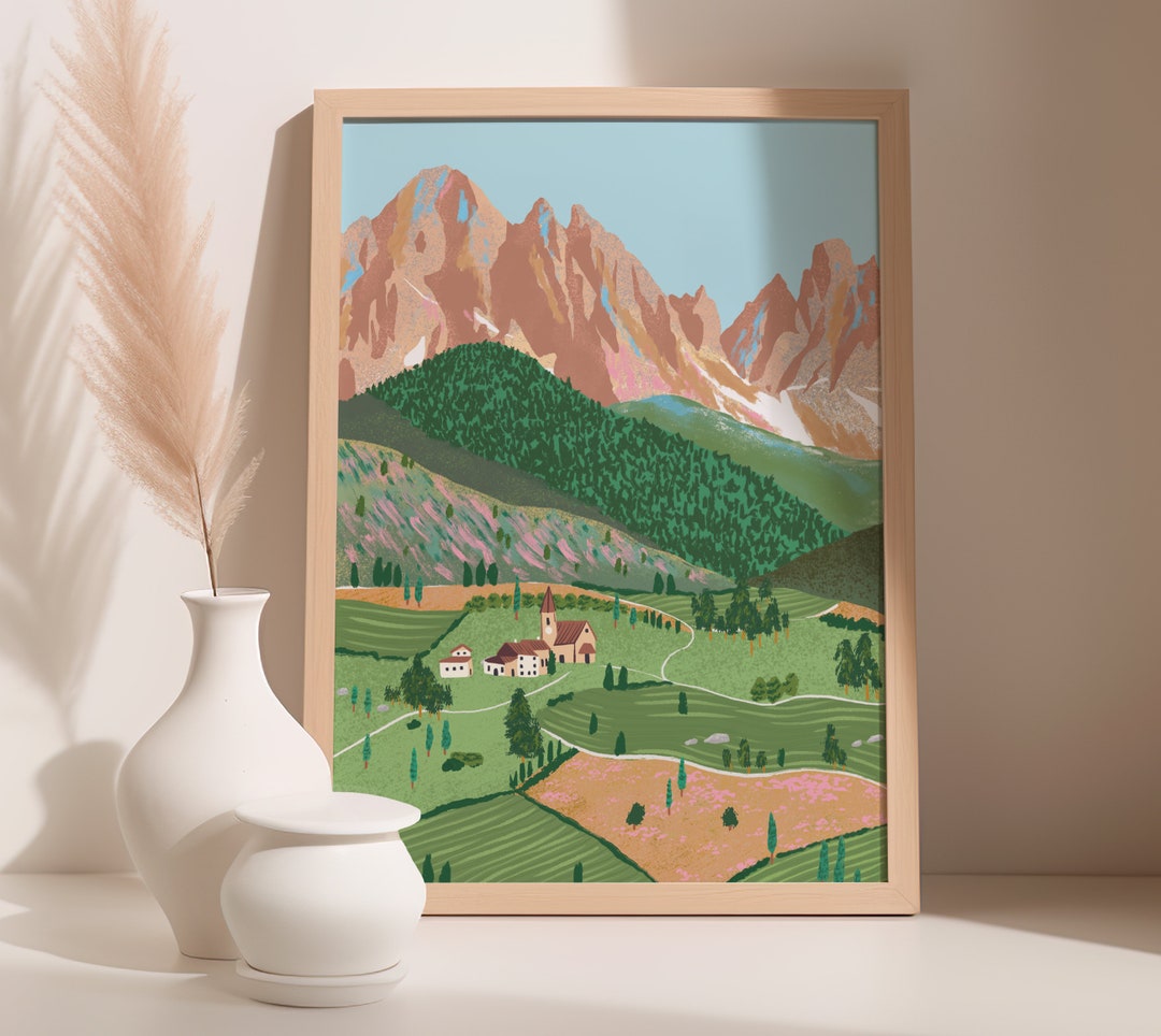 Dolomites Italy Art Print: Illustrated Travel Poster - Etsy