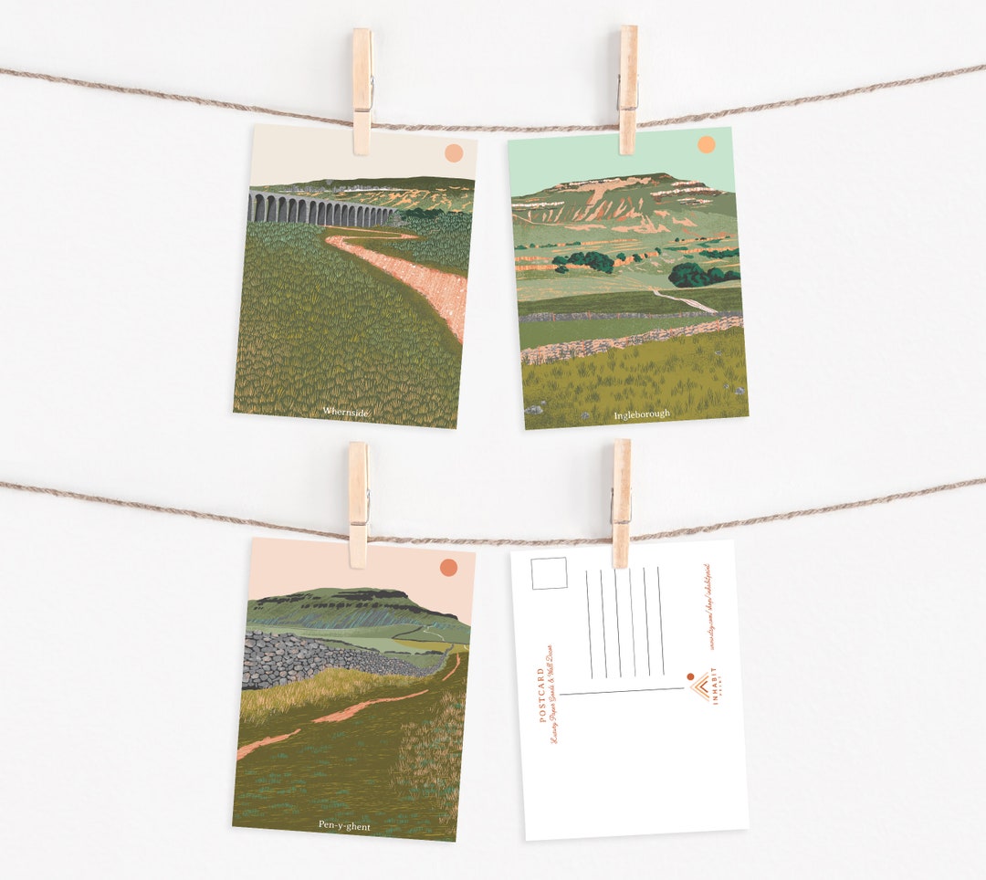 Yorkshire Three Peaks Postcards, Set of 3, A6 Yorkshire Postcards ...