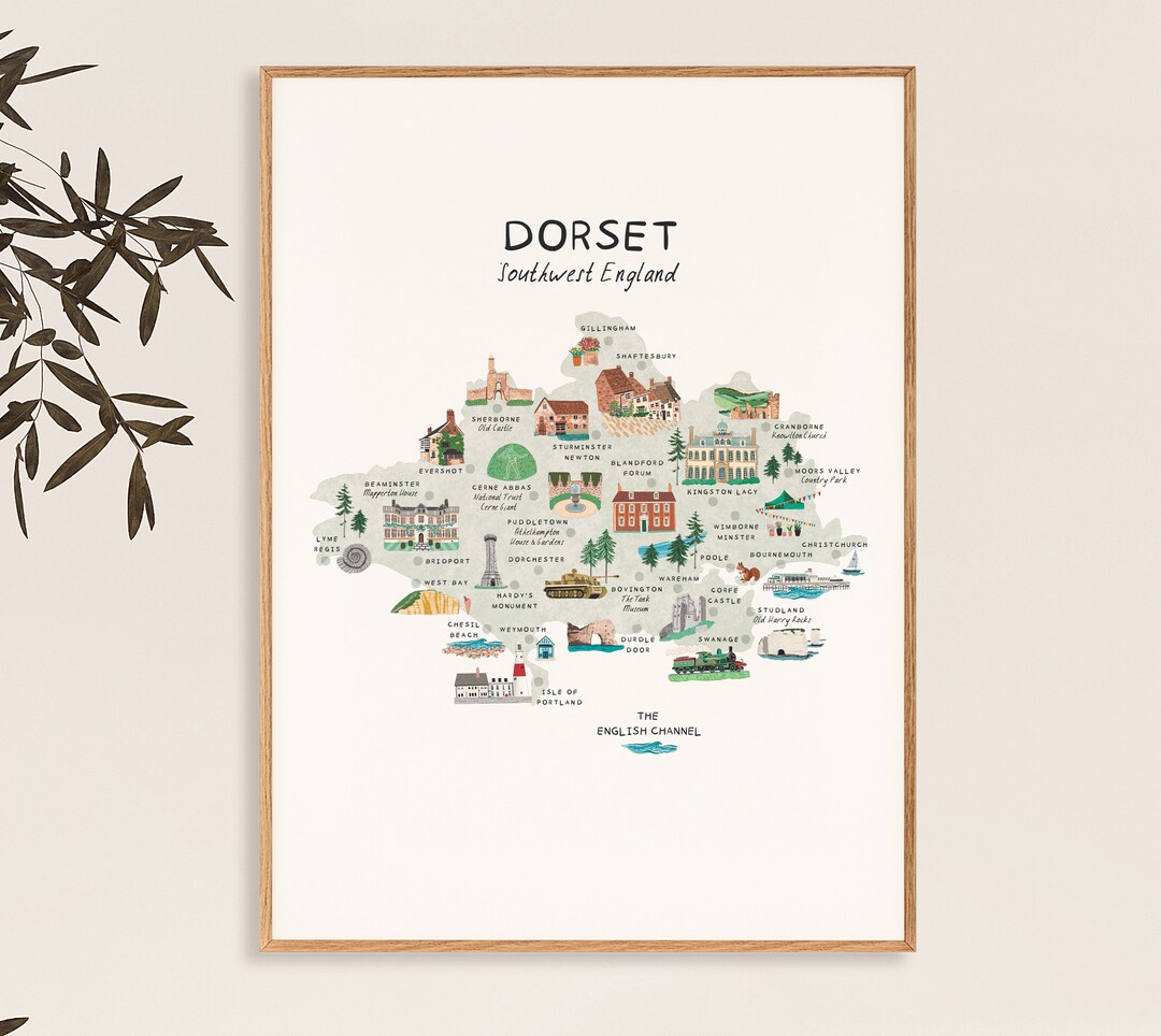 Dorset Map Art Print: Illustrated Travel Poster - Etsy