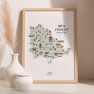 New Forest Map Print, Travel Map, Illustrated National Park Map, New ...