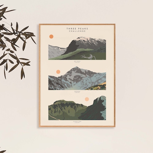 Three Peaks Set of 3 Prints Ben Nevis Scafell Pike | Etsy UK