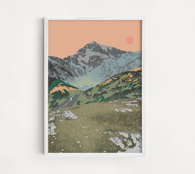 Snowdon Print Travel Poster Snowdonia Mountain Print Wales | Etsy UK