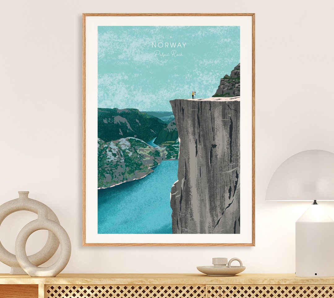 Norway Print Pulpit Rock Preikestolen Travel Poster Norway Art Print ...
