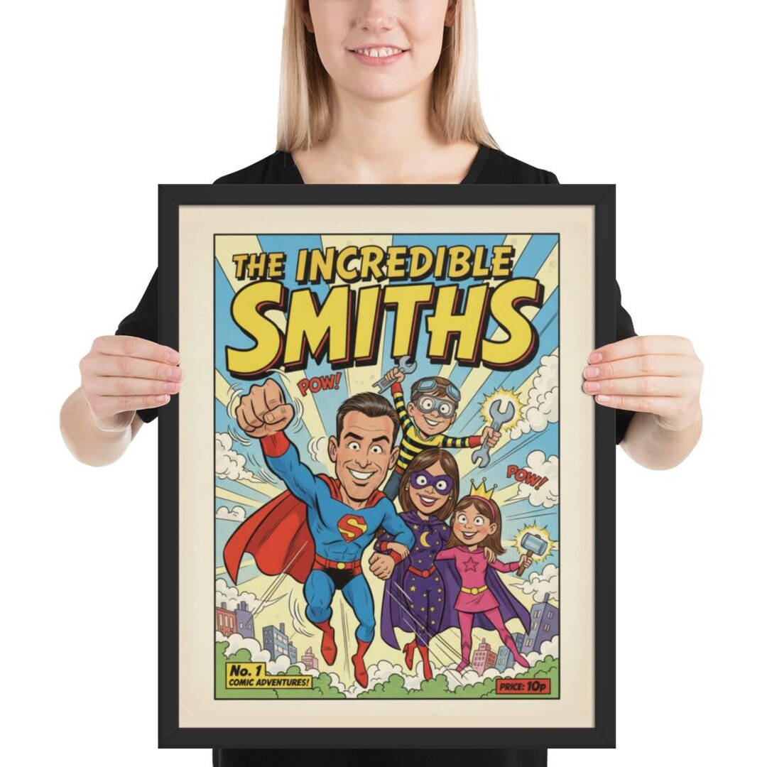 Custom Comic Framed Print , Personalized Comic Book Cover, Framed Wall ...
