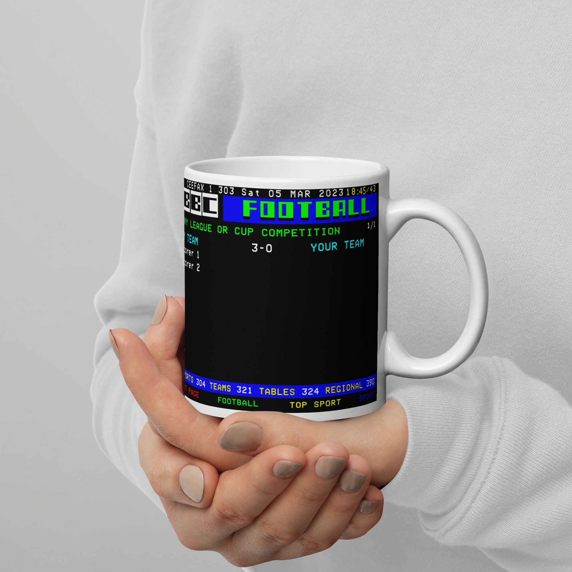 Personalised Football Retro CEEFAX Football Match Result Mug - Etsy UK