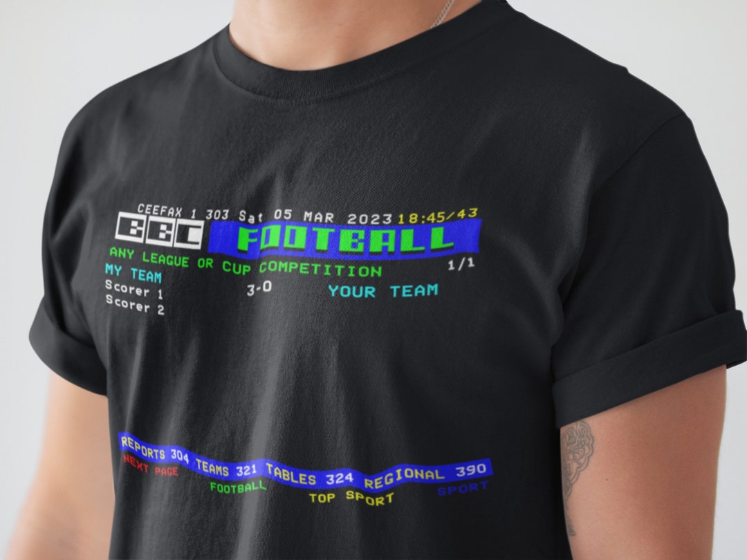 Personalised Football Retro CEEFAX Football Match Result T-shirt - Etsy