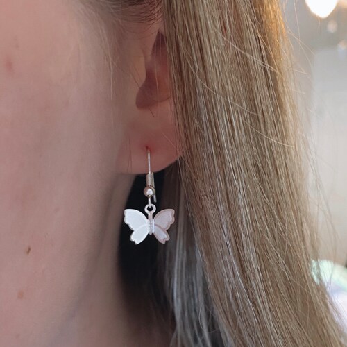 Dainty Silver Butterfly Earrings Small Butterfly Earrings | Etsy