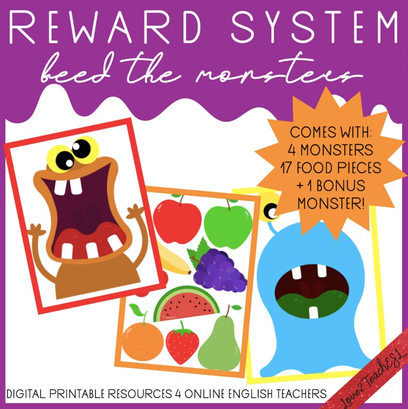 Teaching ESL Reward Systems Bundle 6 | Feed the Monster Edition ...