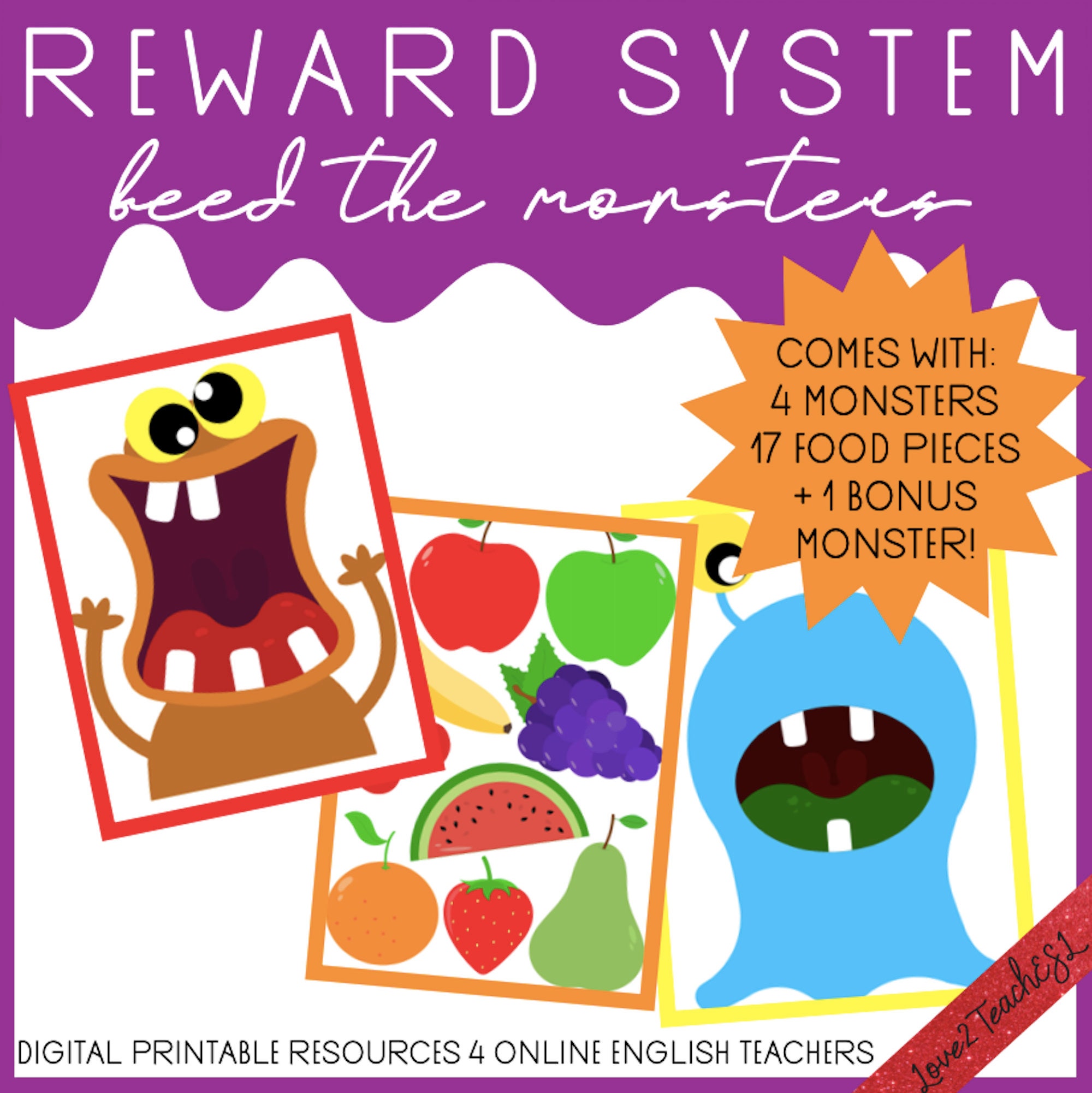 Teaching ESL Reward Systems Bundle 6 | Feed the Monster Edition ...