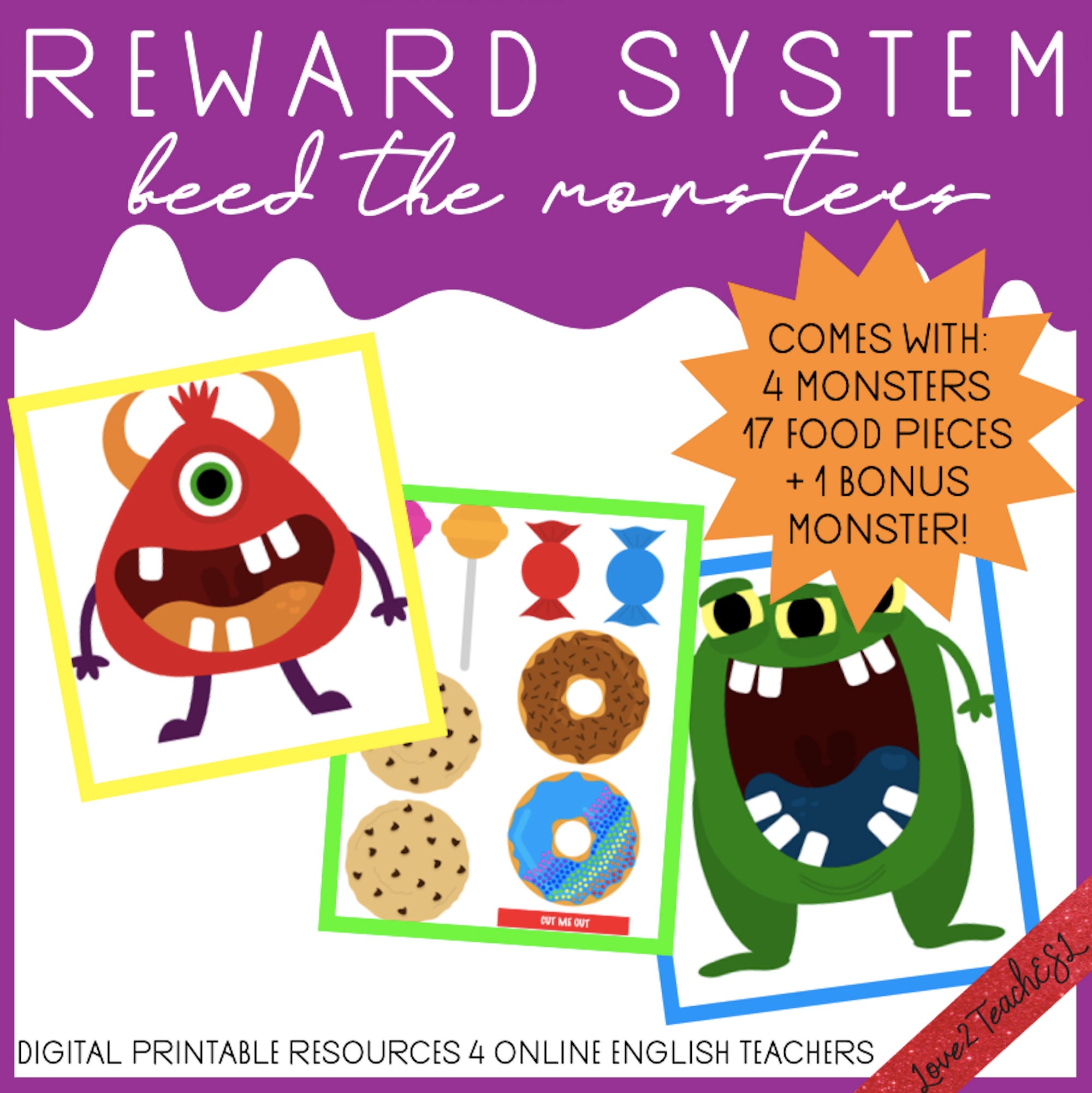 Teaching ESL Reward Systems Bundle 6 | Feed the Monster Edition ...