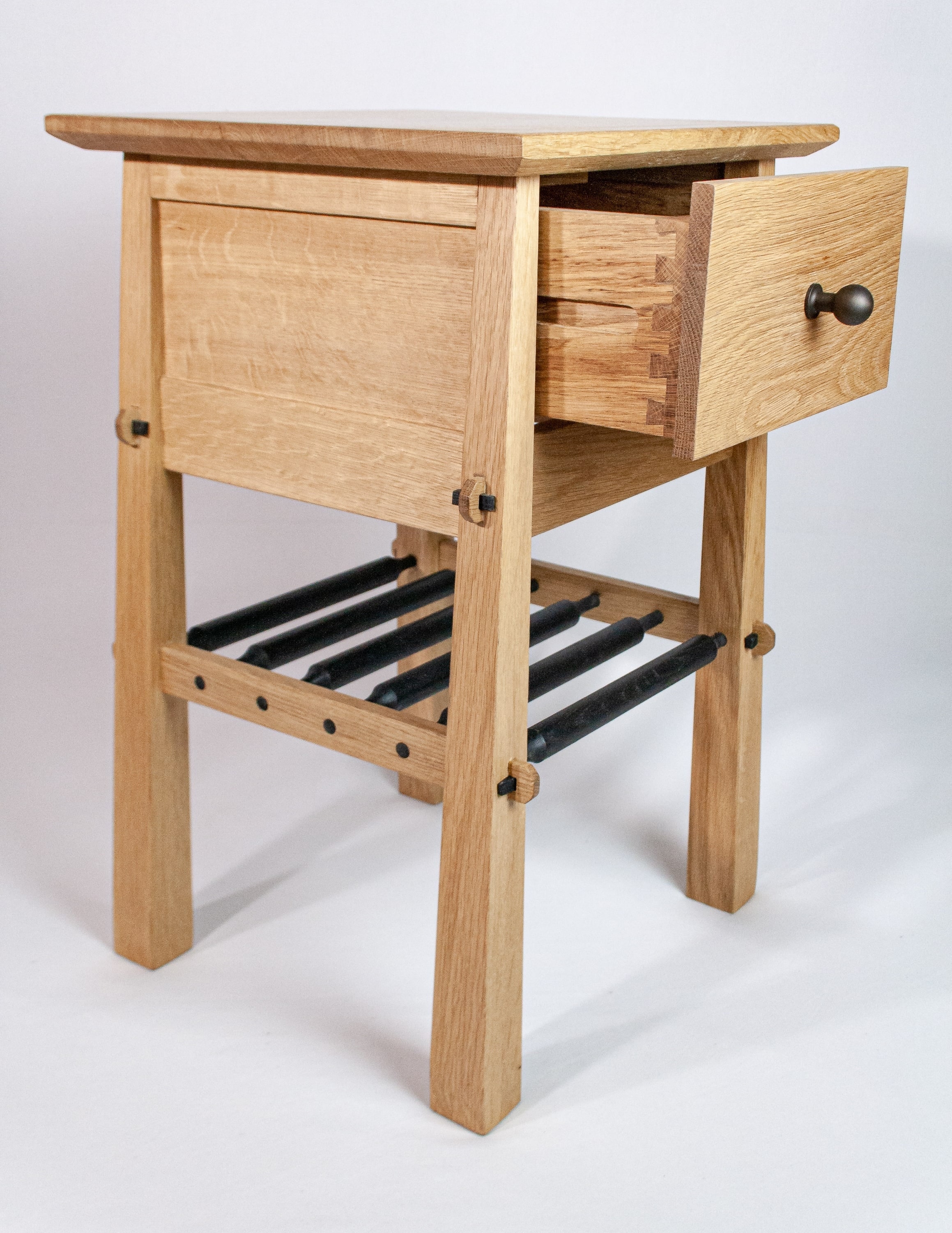 Solid Oak Bedside Table With Drawer and Spindle Rack - Etsy UK
