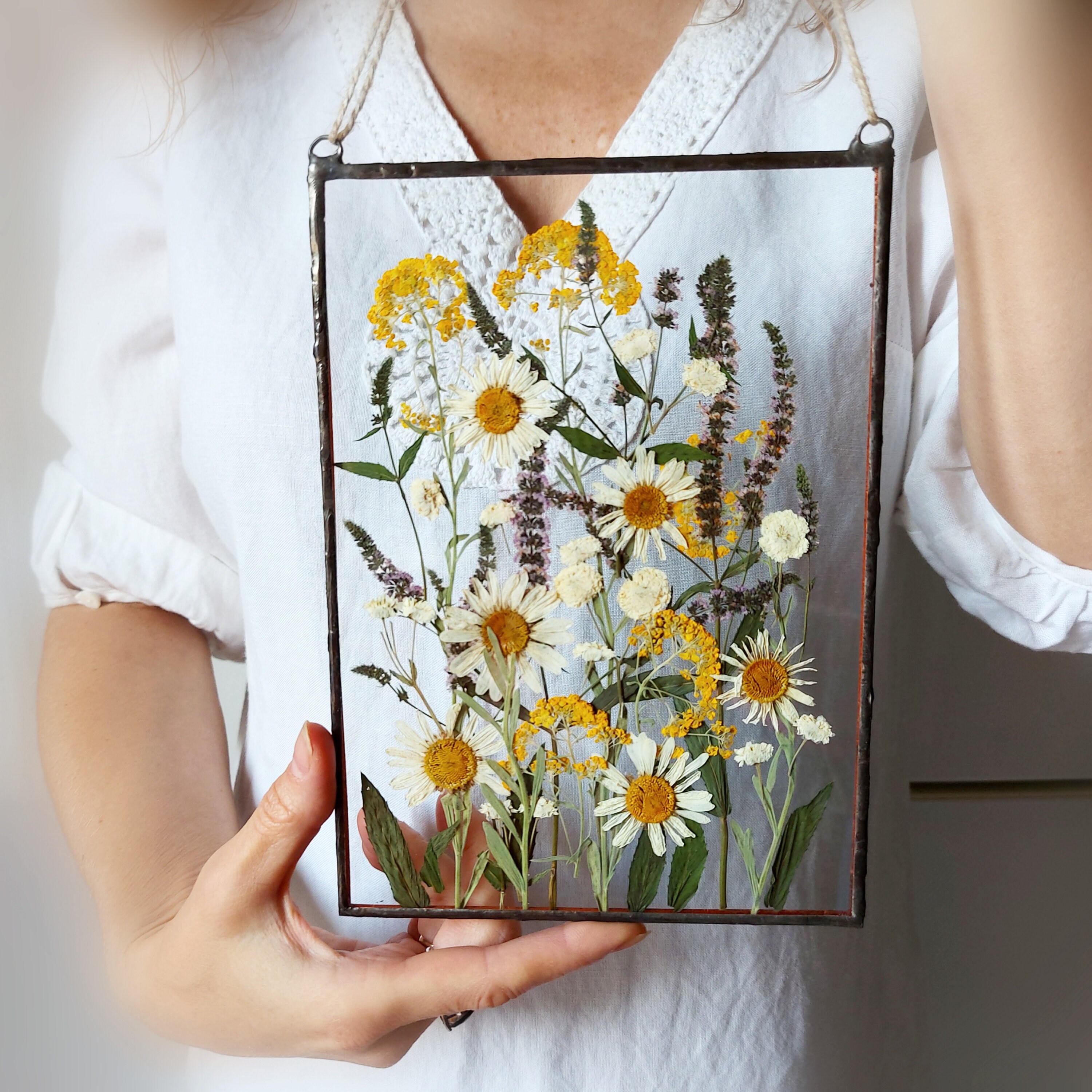 Herbarium Frame. Pressed Flower Frame Suncatcher. Pressed Flower Art ...