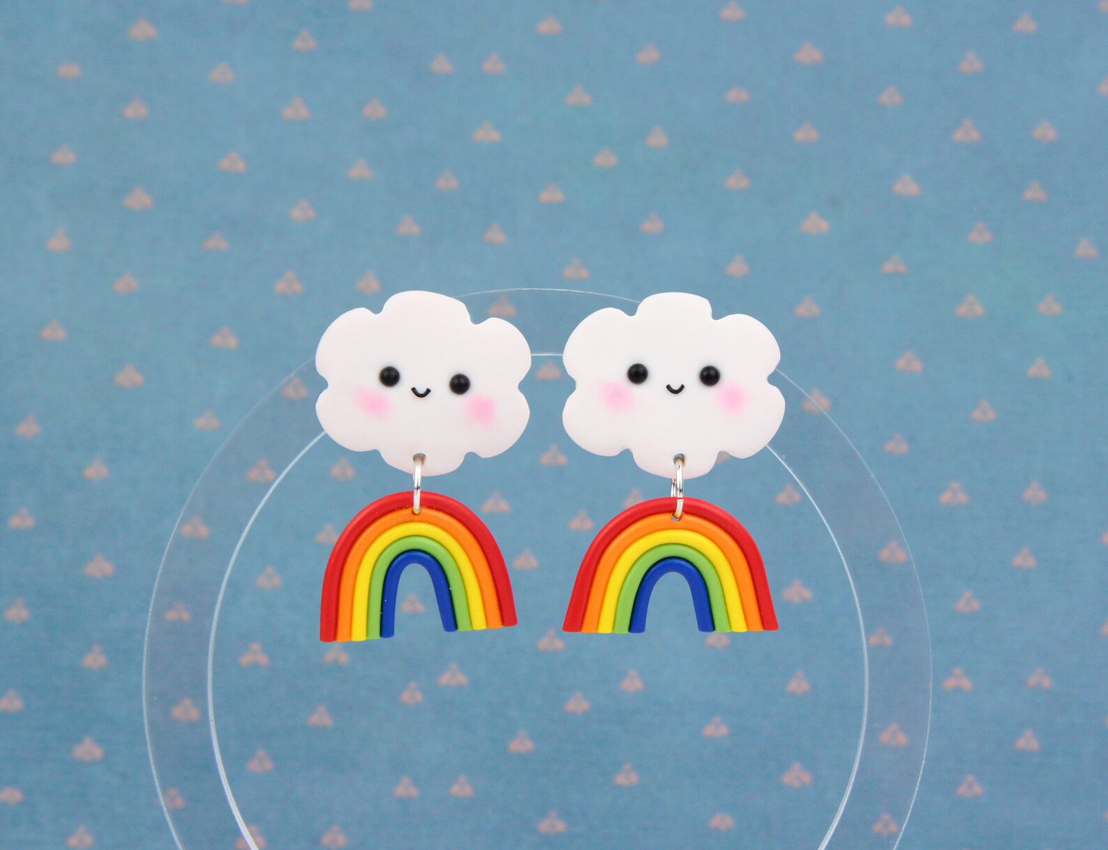 Cottagecore Stud Earrings Rain Rainbow Thunder Earrings | Etsy