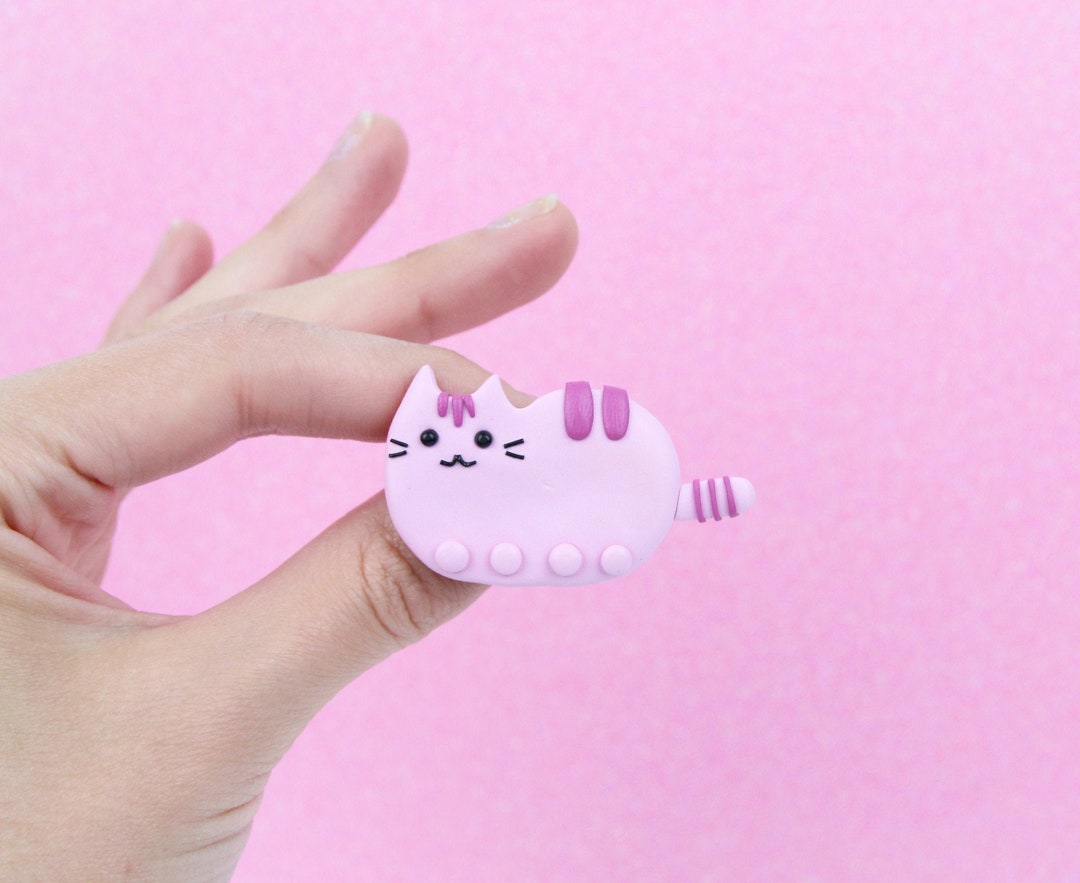 Purple Pusheen Cat Pin Brooch, Funny Kids Jewelry, Colorful Cat Badge ...