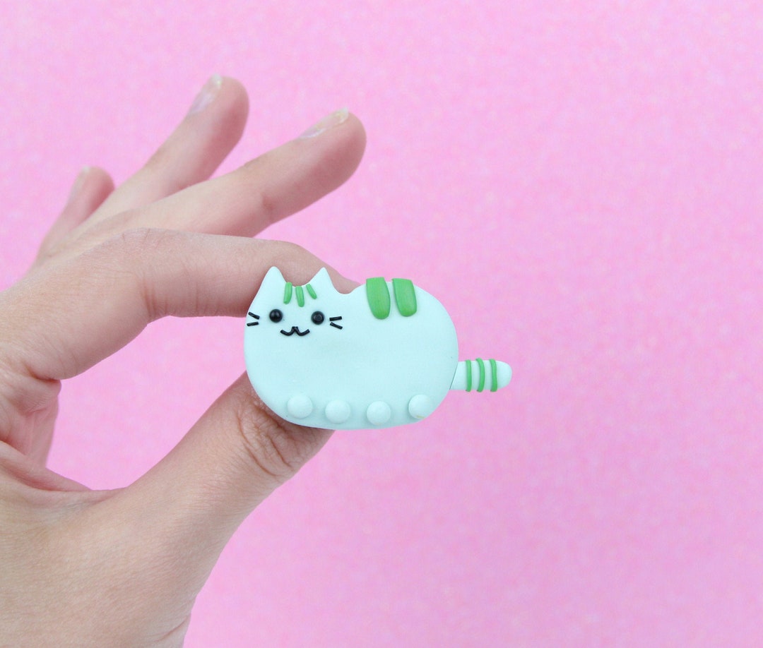 Green Pusheen Cat Pin Brooch - Etsy