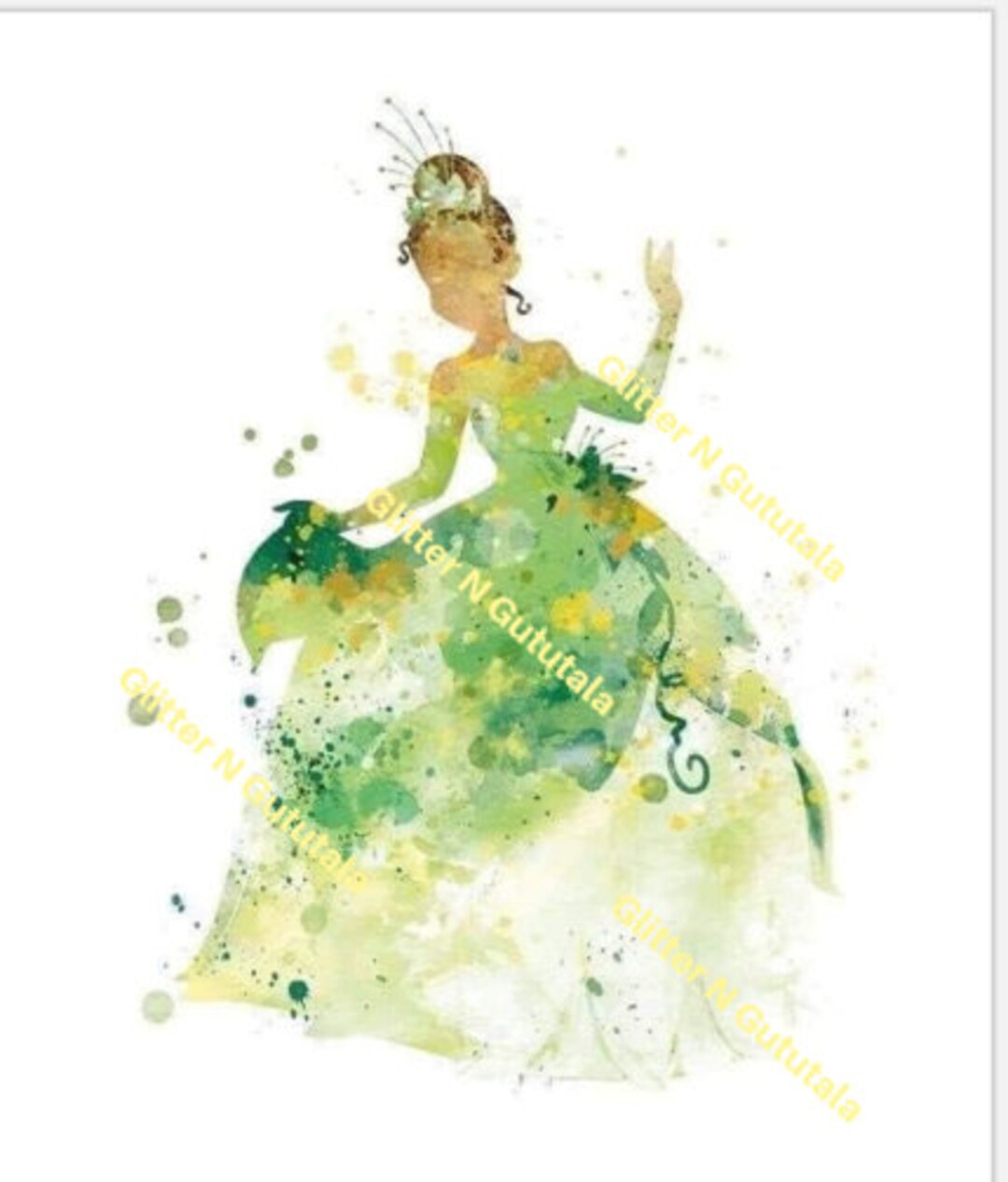 Water Painted Princess Tiana JPG File - Etsy