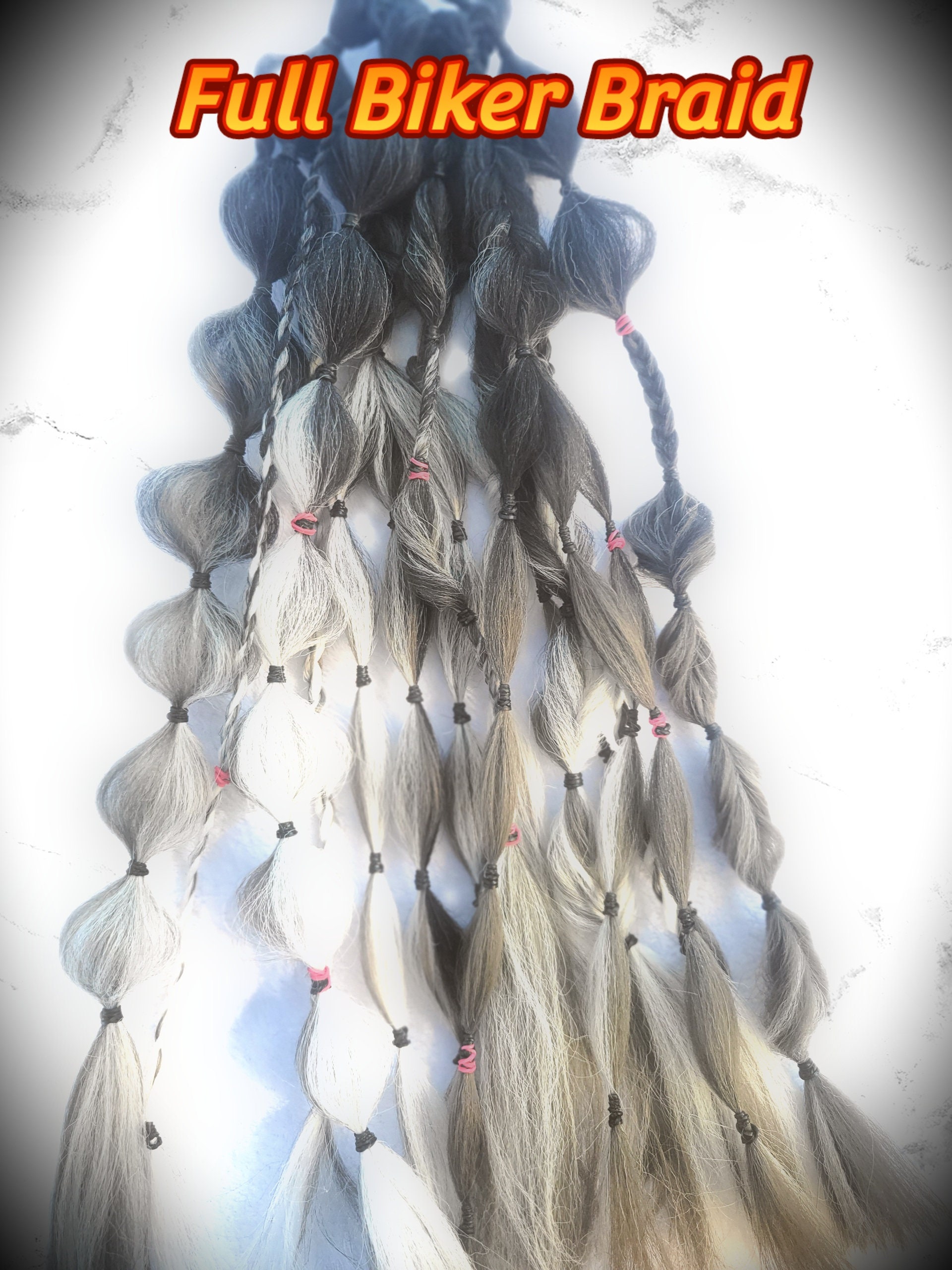 Biker Braids, Black White Purple, Rave Braid, Helmet Ponytail, Helmet ...