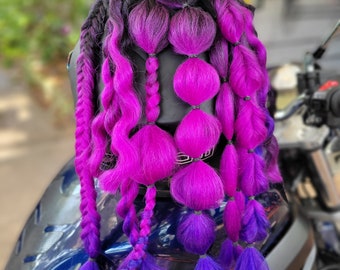 Biker Braids Black White Purple Rave Braid Helmet Ponytail - Etsy