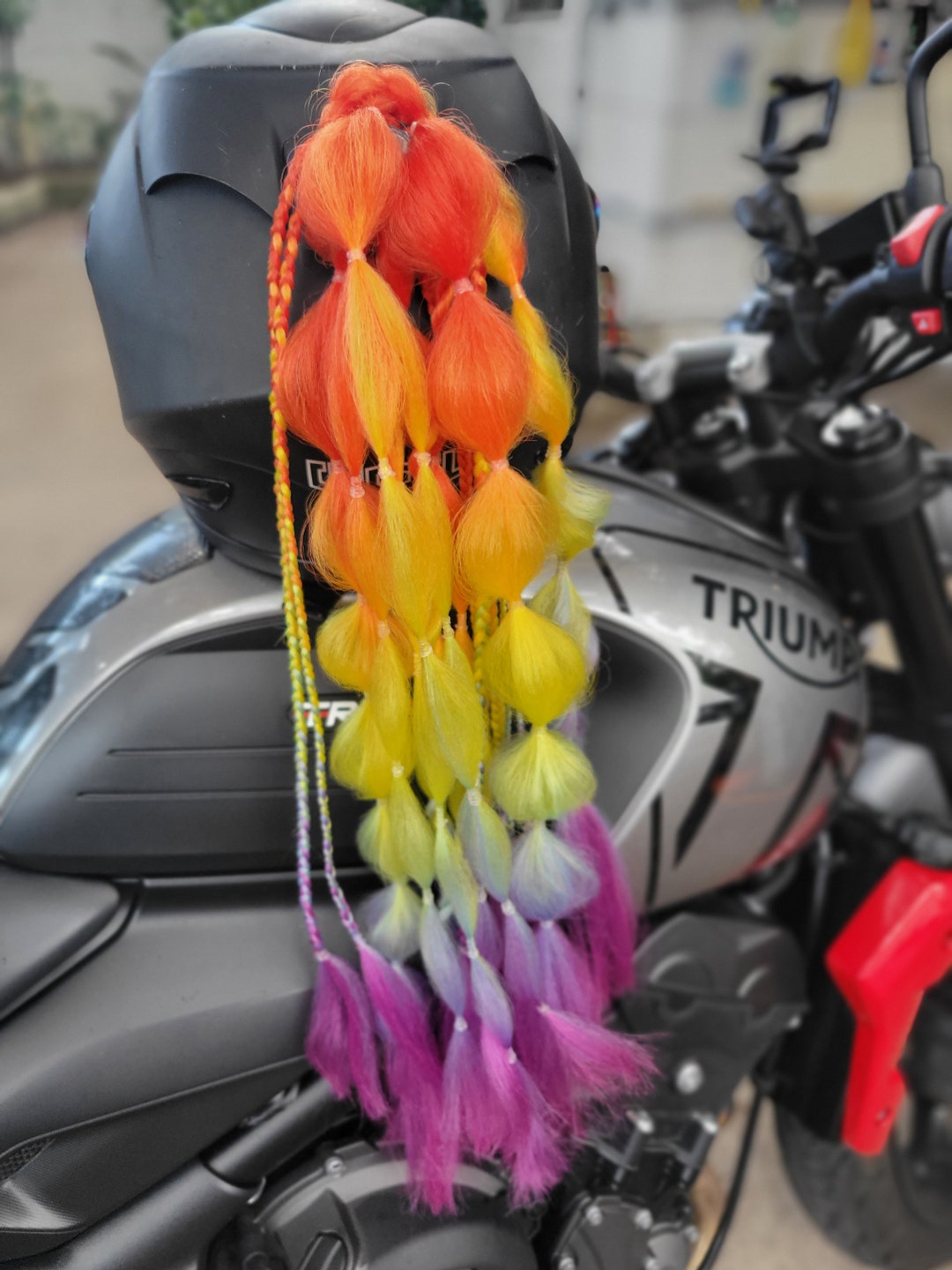 Pixie Locks Biker Braids, Rainbow, Rave Braid, Helmet Ponytail, Helmet ...