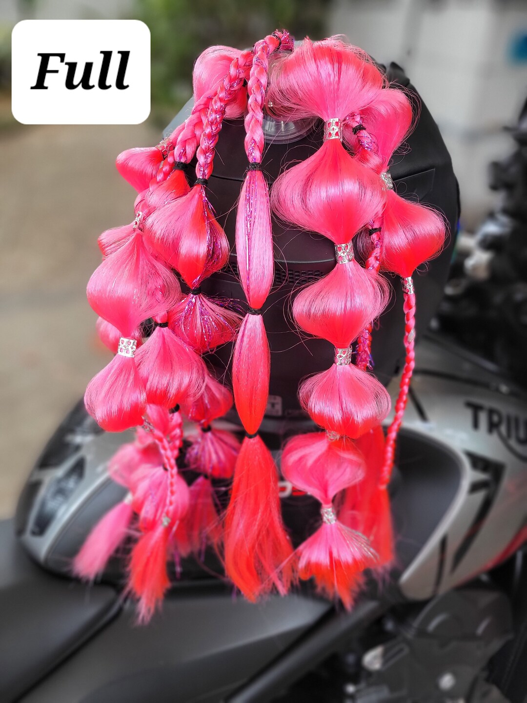 Pixie Locks Biker Braids, Poppy Pink, Rave Braid, Helmet Ponytail ...