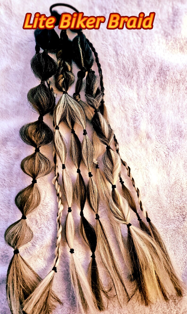 Biker Braids, Black White Purple, Rave Braid, Helmet Ponytail, Helmet ...