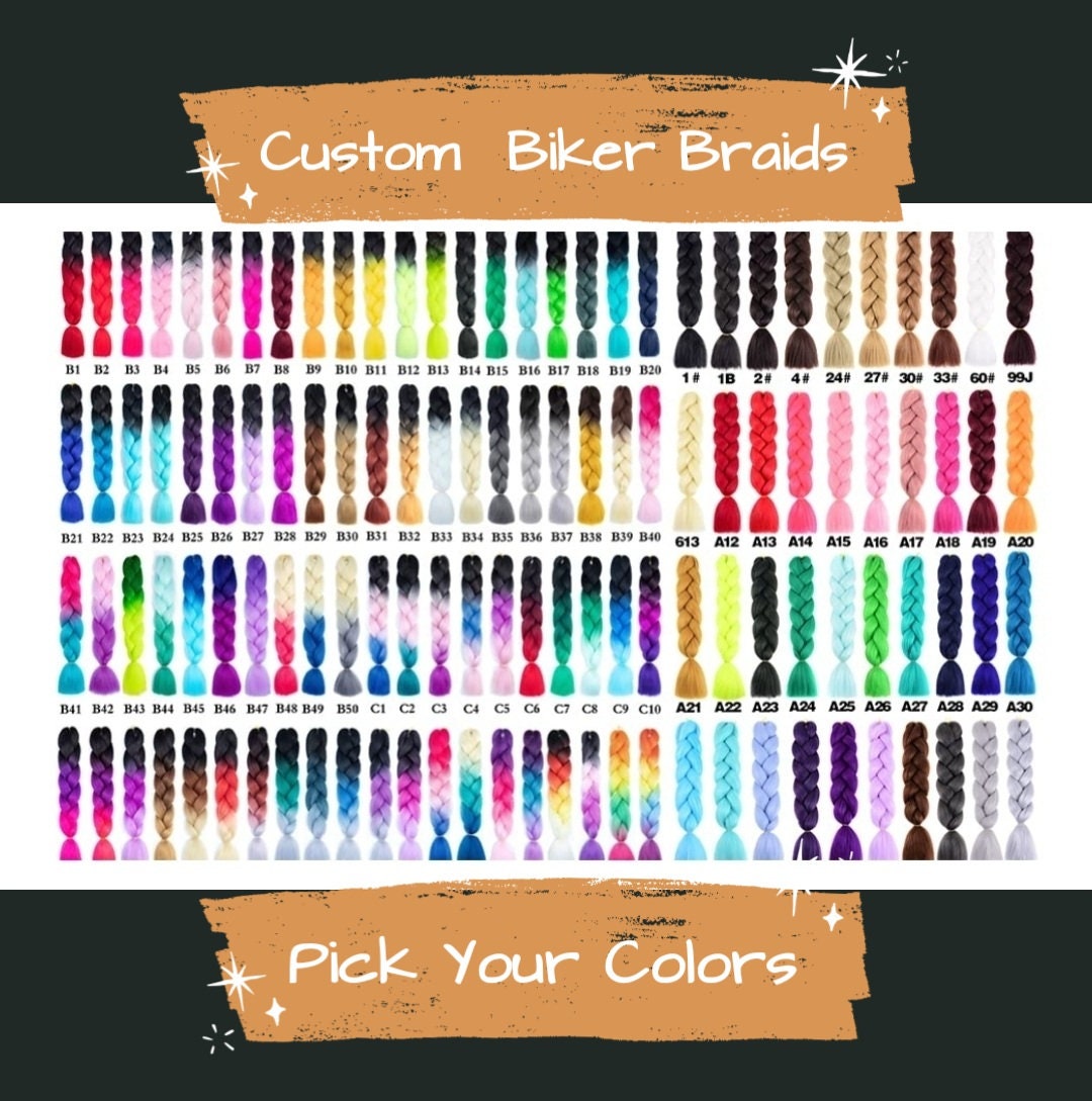 Biker Braids, Custom Order, Rave Braid, Helmet Ponytail, Helmet Flair ...