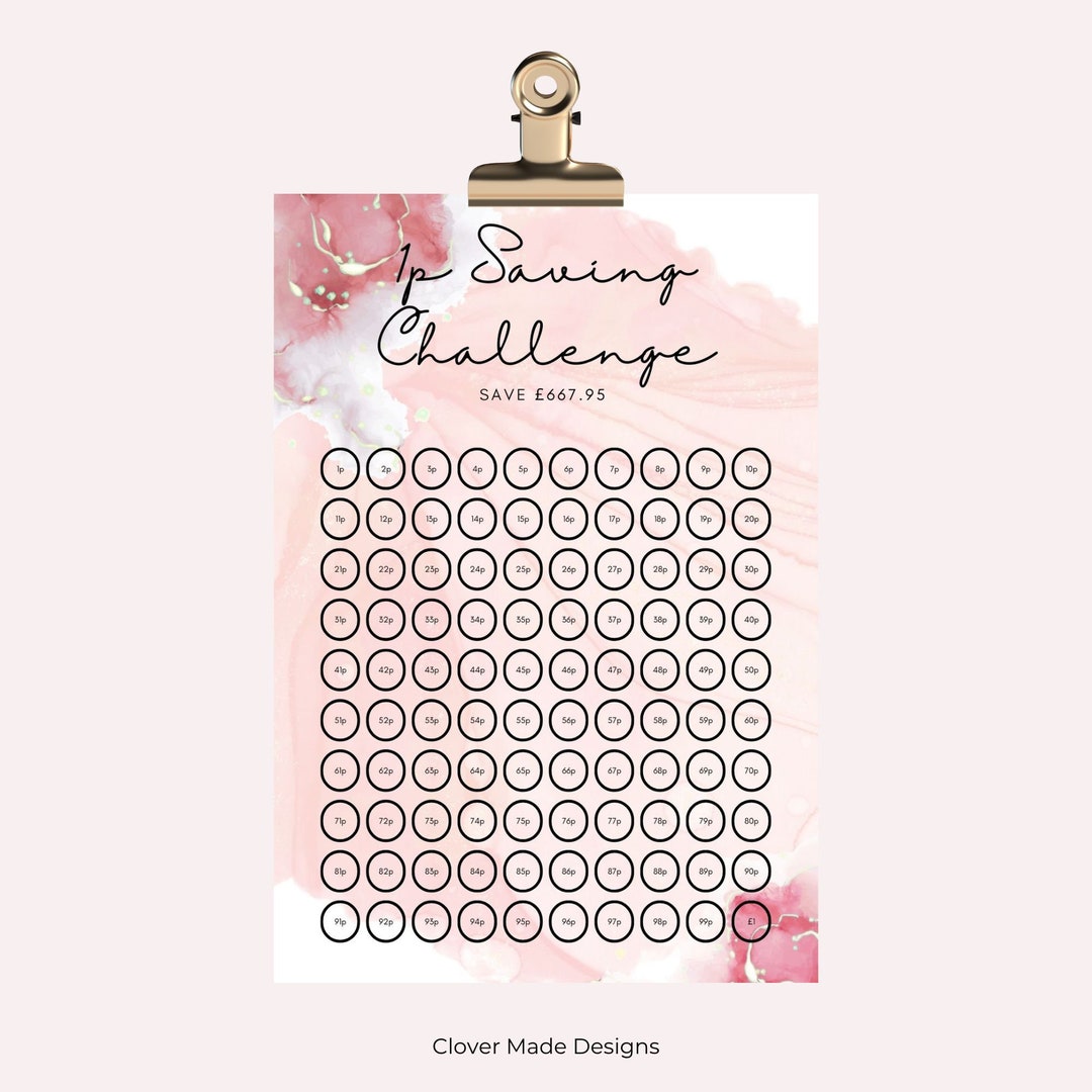 Digital Download 1P Saving Challenge, Penny Savings Challenge, Sinking ...