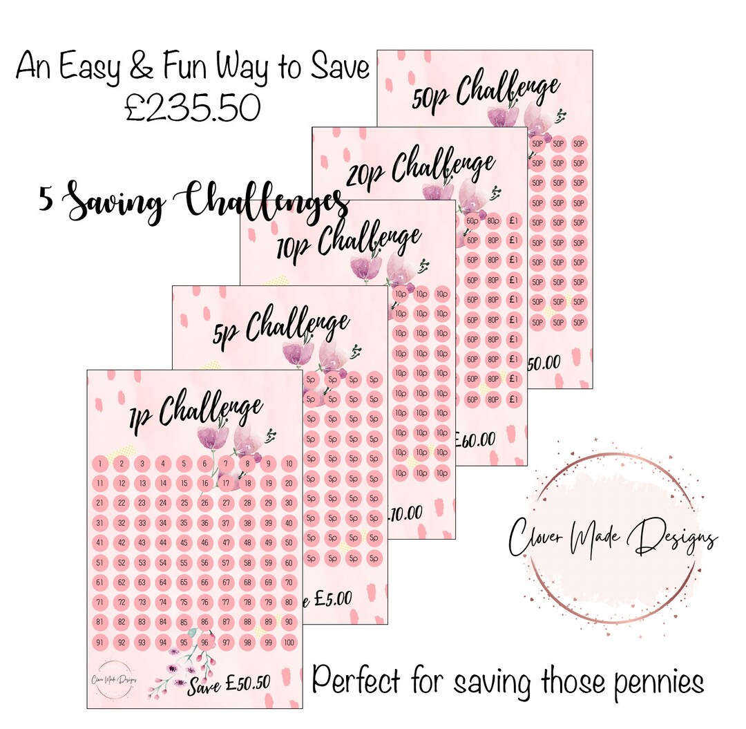 Digital Download Pink Small Change Saving Challenge Digital Download ...