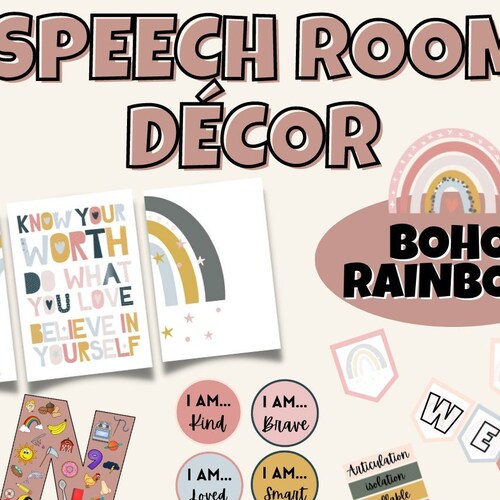 BOHO Rainbow Speech Room Décor Modern Theme Digital - Etsy