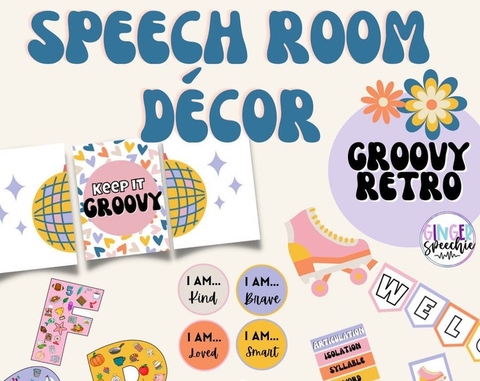 Groovy Retro Speech Room Décor 70's Theme Digital Download - Etsy