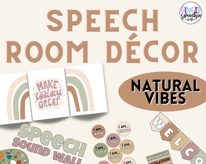 Speech Room Décor | Natural Vibes Color Theme | Digital Download - Etsy