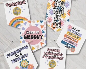 Keep It Groovy Classroom Décor Pennant 70 Retro Theme Heart - Etsy