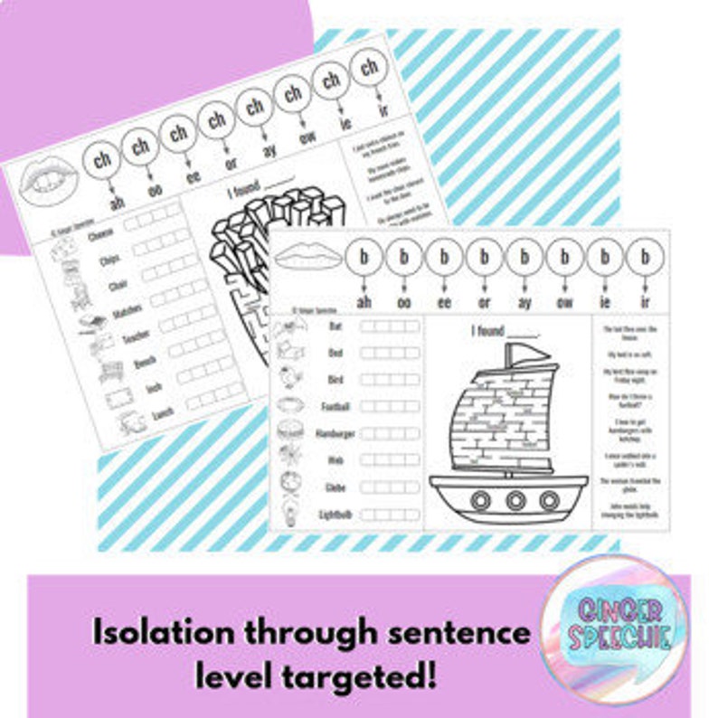 One Sheet Articulation Activities Must Have Speech Therapy - Etsy