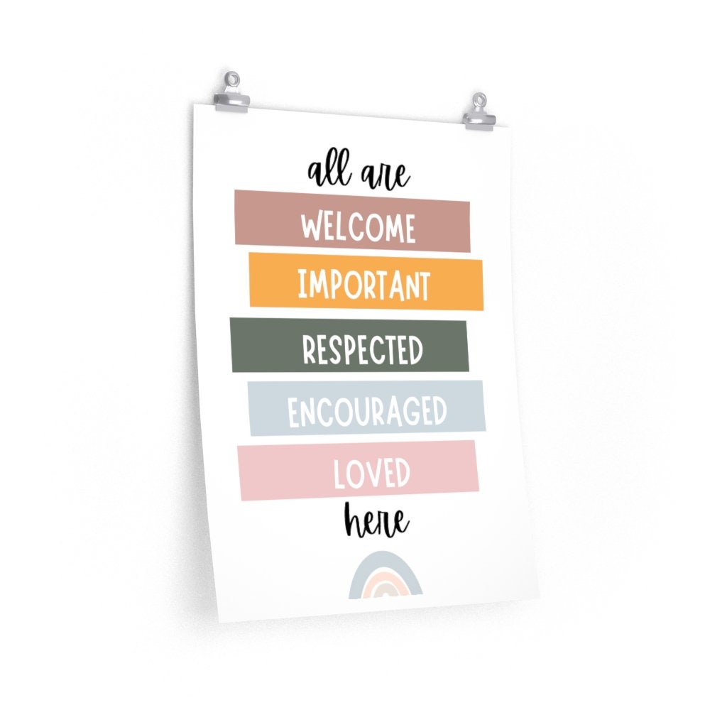 Boho Rainbow All Are Welcome Poster Print Classroom Posters - Etsy