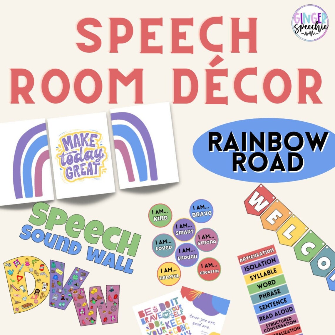 Speech Room Décor Rainbow Road Color Theme Rainbow Theme - Etsy
