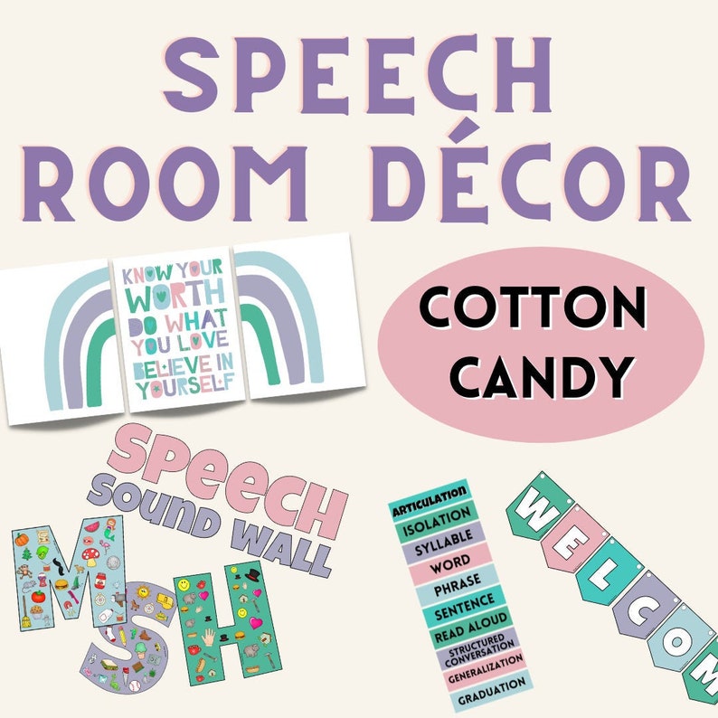 Speech Room Décor Cotton Candy Color Theme Pastel Theme - Etsy