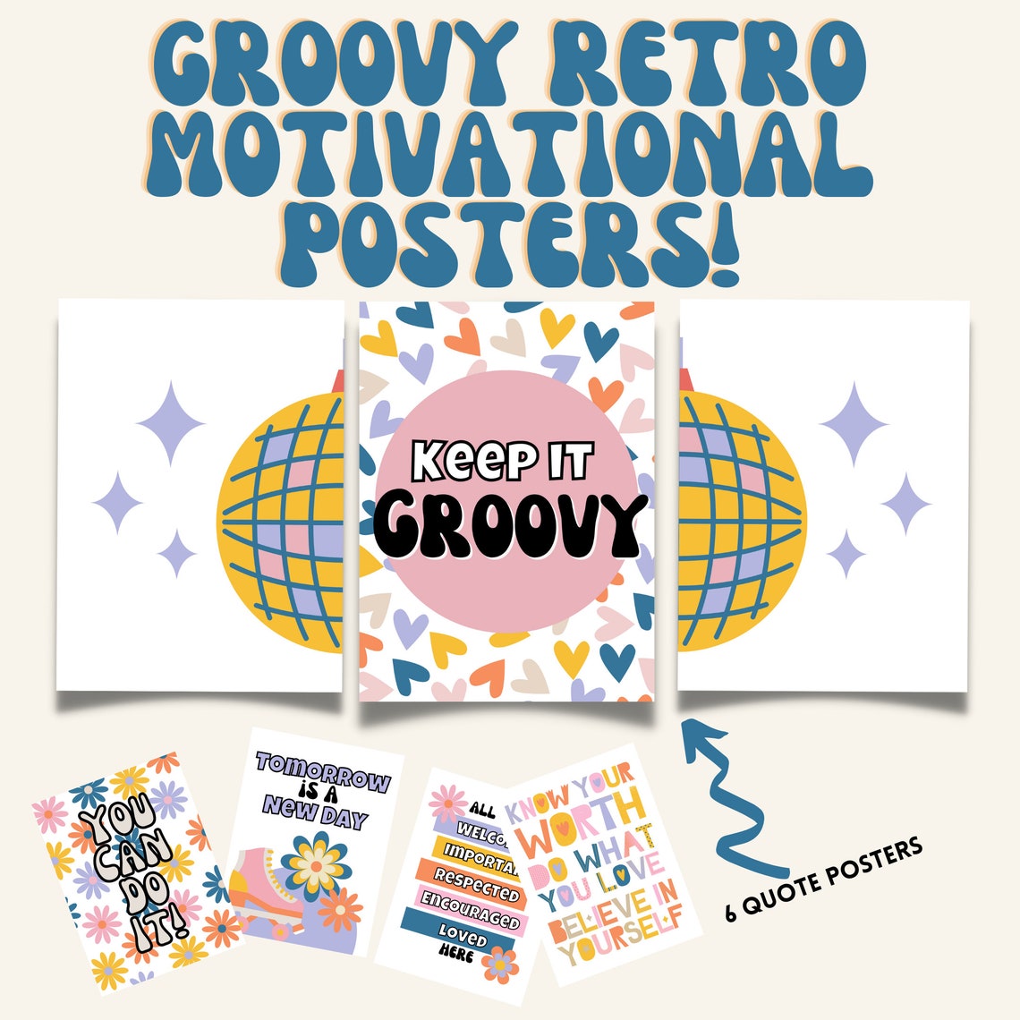 Groovy Retro Speech Room Décor 70's Theme Digital - Etsy