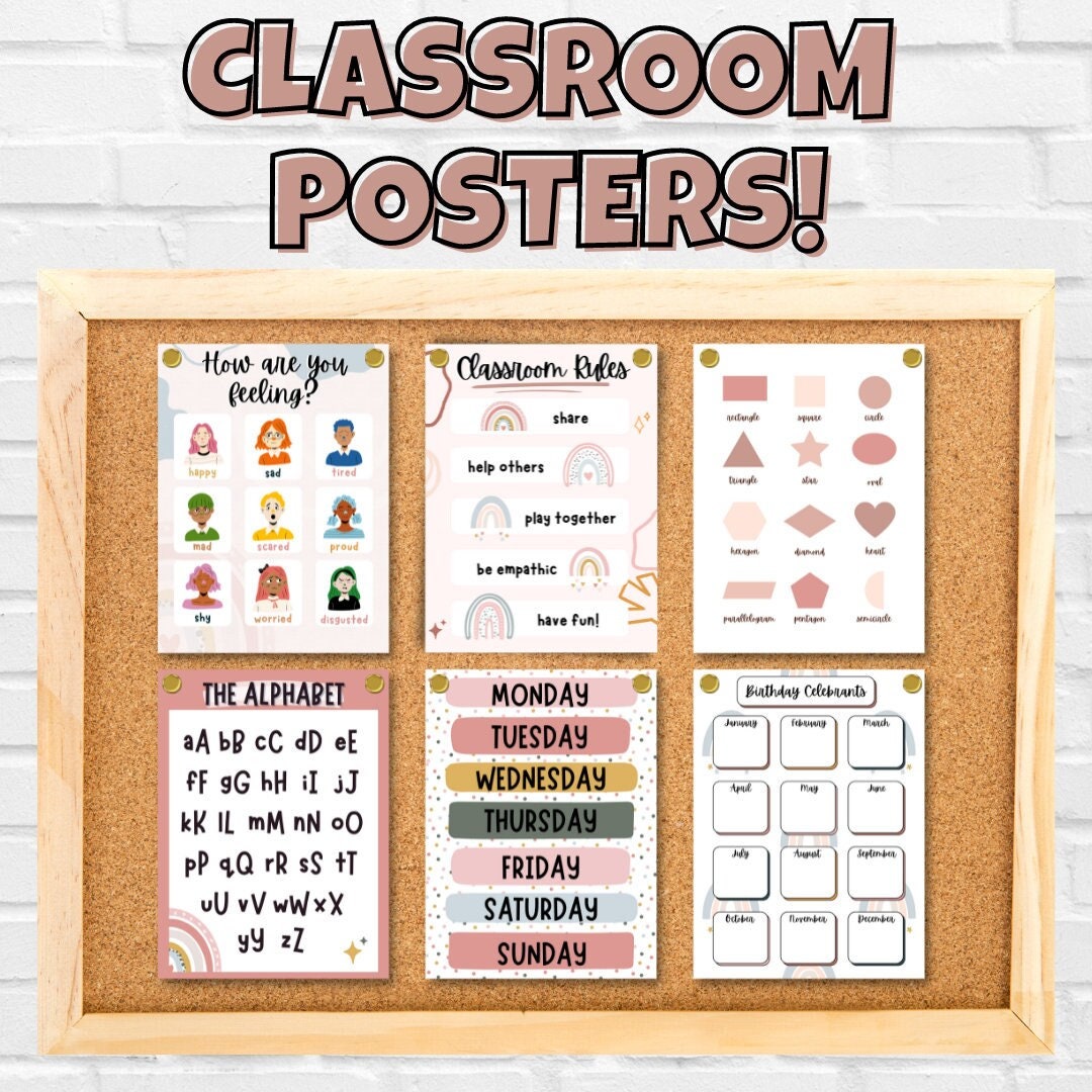 BOHO Rainbow Classroom Posters Décor | Modern Theme | Digital Download ...