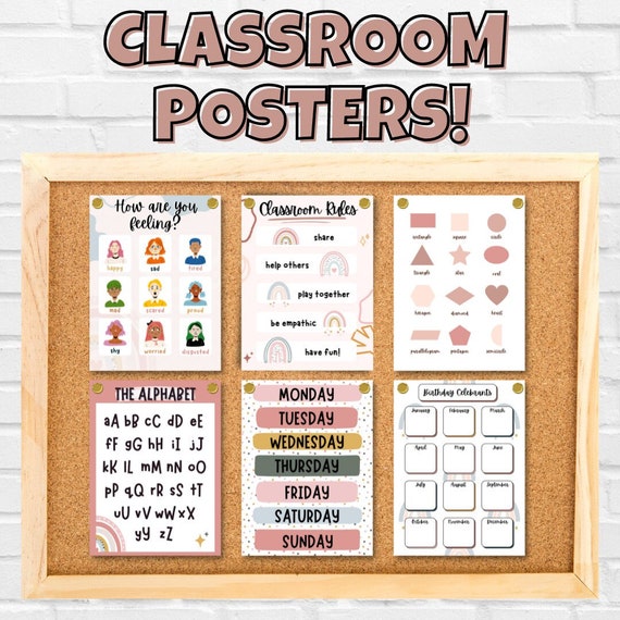 BOHO Rainbow Classroom Posters Décor Modern Theme Digital - Etsy