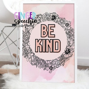 Be Kind Pint Floral Digital Print Download | Classroom Wall Art ...