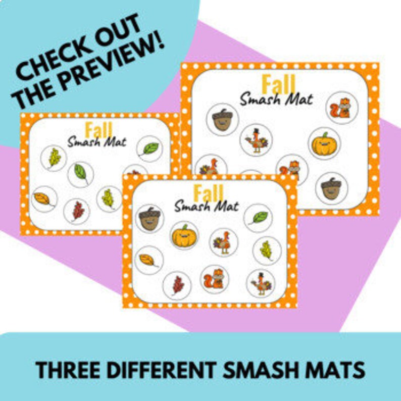 Fall Smash Mats and Sensory Bin Cards Parent Activities - Etsy