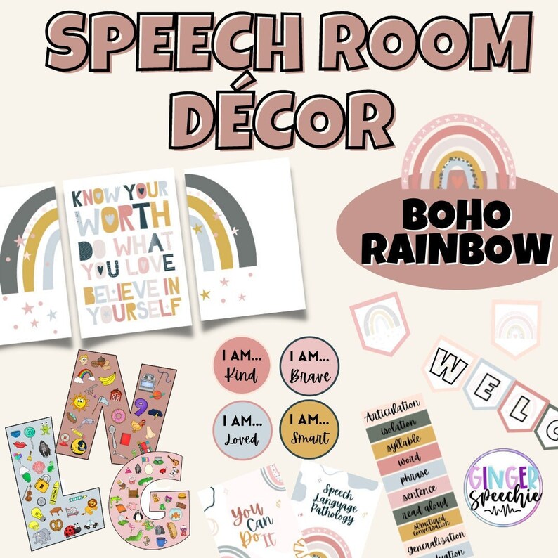 BOHO Rainbow Speech Room Décor | Modern Theme | Digital Download - Etsy