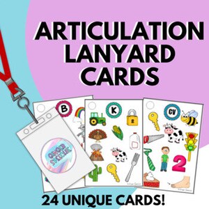 Articulation Lanyard Cards | Digital Download | Printable SLP Grab & Go ...