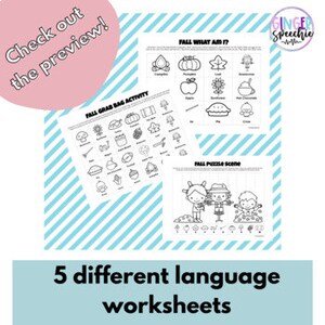 Fall Early Language Activities | Parent Handout | Home Worksheets ...