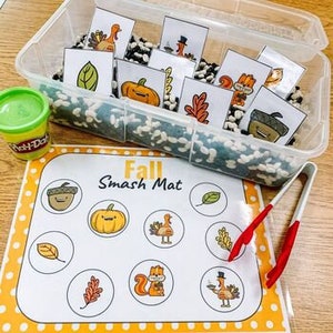 Fall Smash Mats and Sensory Bin Cards | Parent Activities | Sensory ...